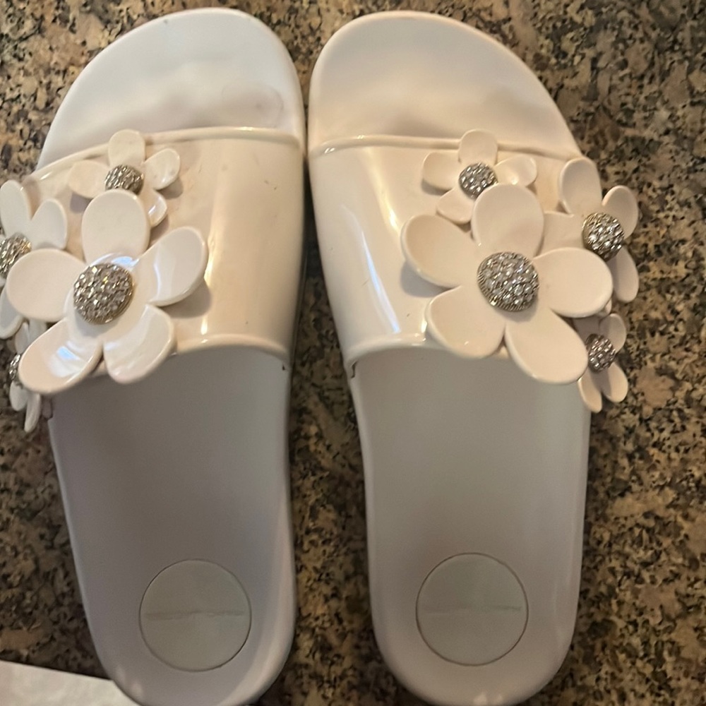 Marc Jacobs White Floral Pool Slides - Gem